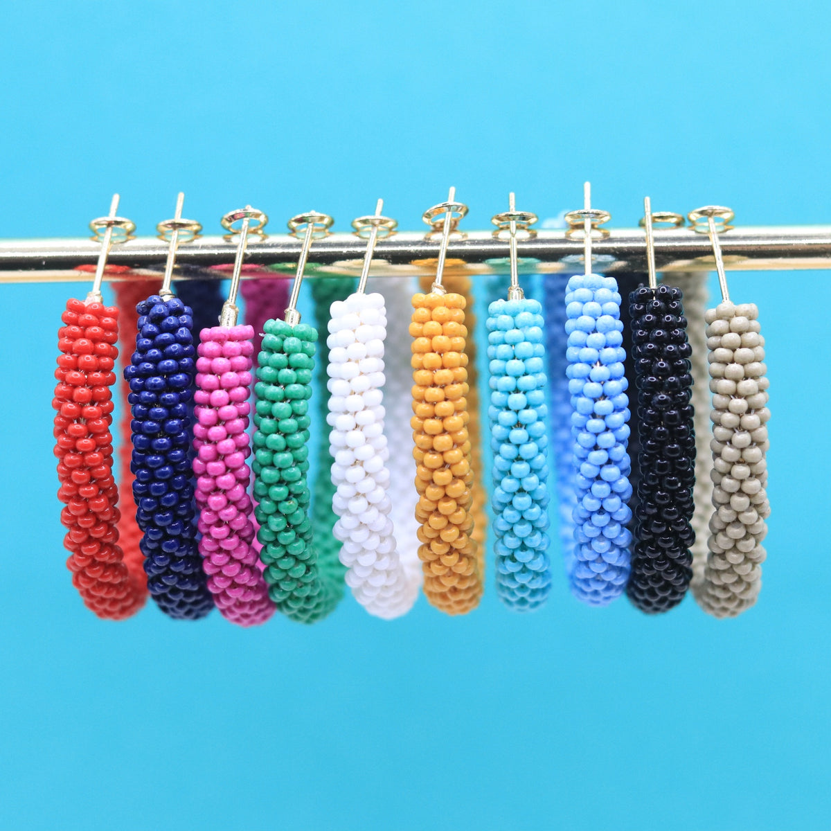 Custom Solid Beaded Hoop Earrings | Colored Hoop – Pierce & Hide