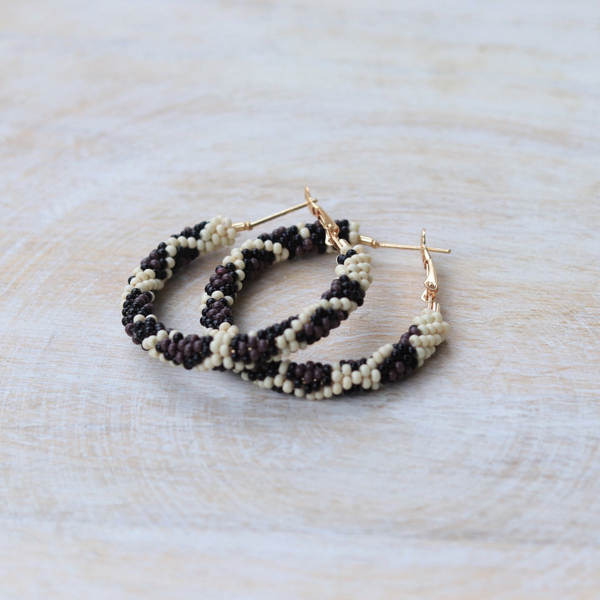 Custom Cheetah Beaded Hoop Earrings | Animal Print Hoop – Pierce & Hide
