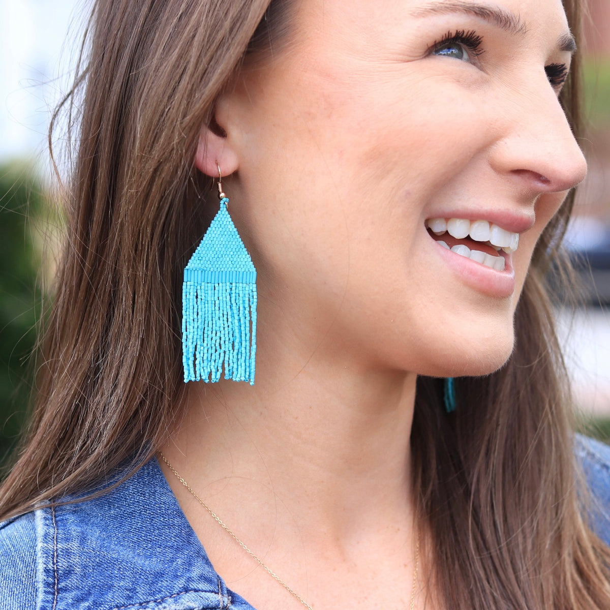 Custom Beaded Diamond Fringe Earrings | Fringe Dangle – Pierce & Hide