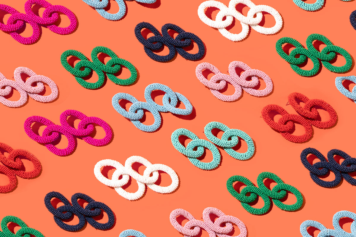 Custom Beaded Link Earrings | Link Earrings – Pierce & Hide