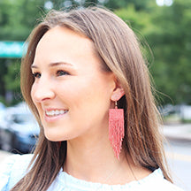Custom Beaded Square Fringe Earrings | Fringe Dangle – Pierce & Hide