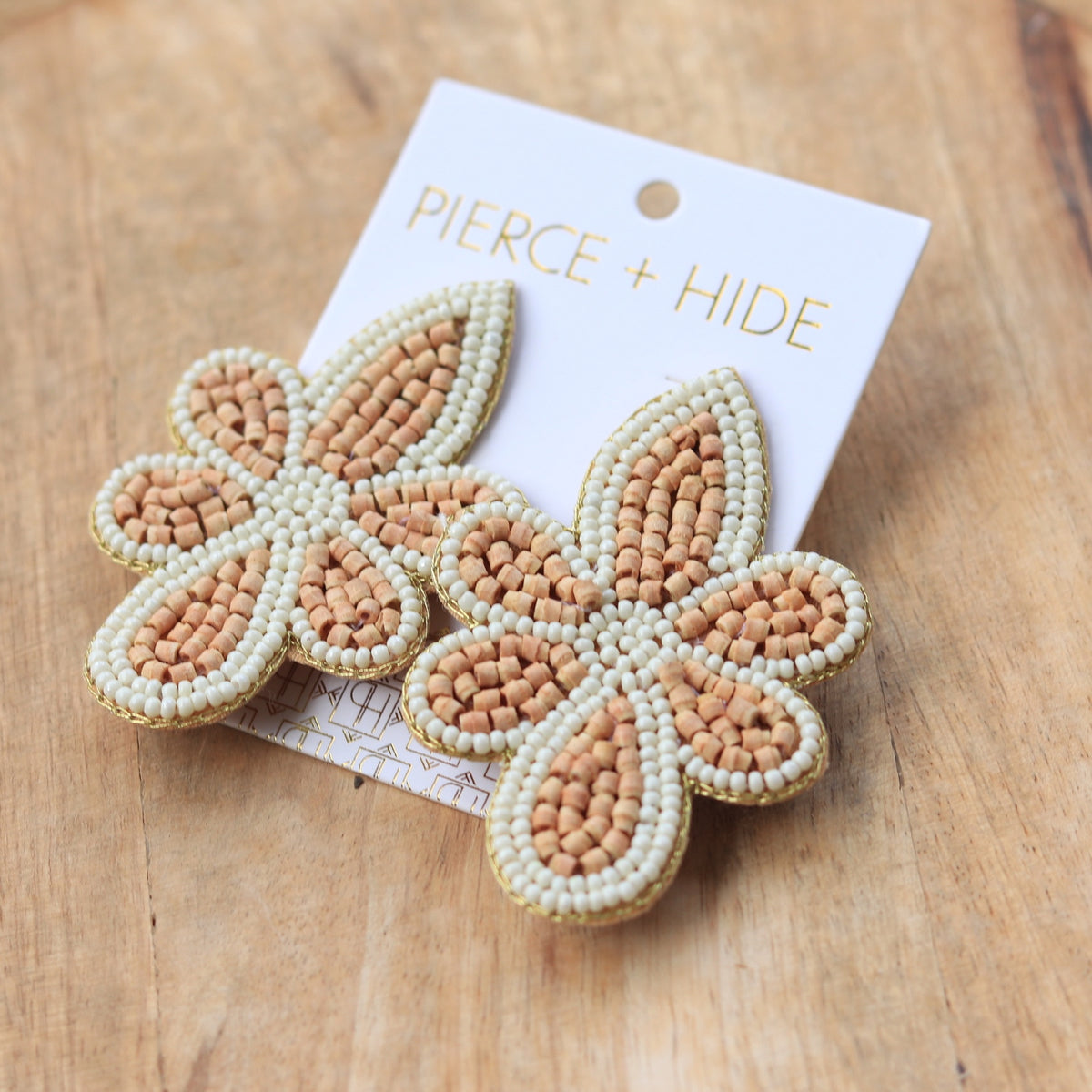 Wood Beaded Flower Earring | Fleur De Lis – Pierce & Hide